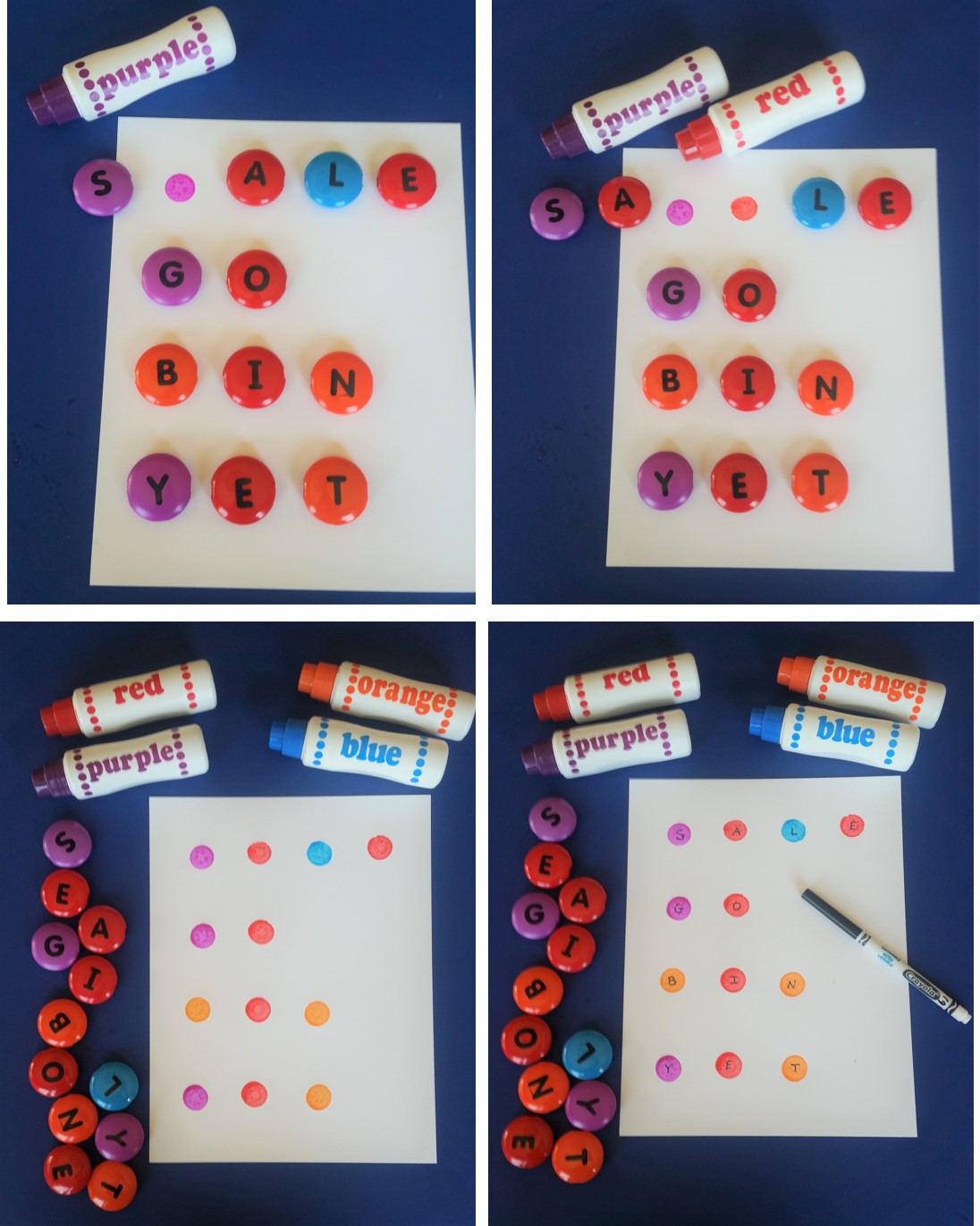 Teach spelling using just some dot paint and beads!